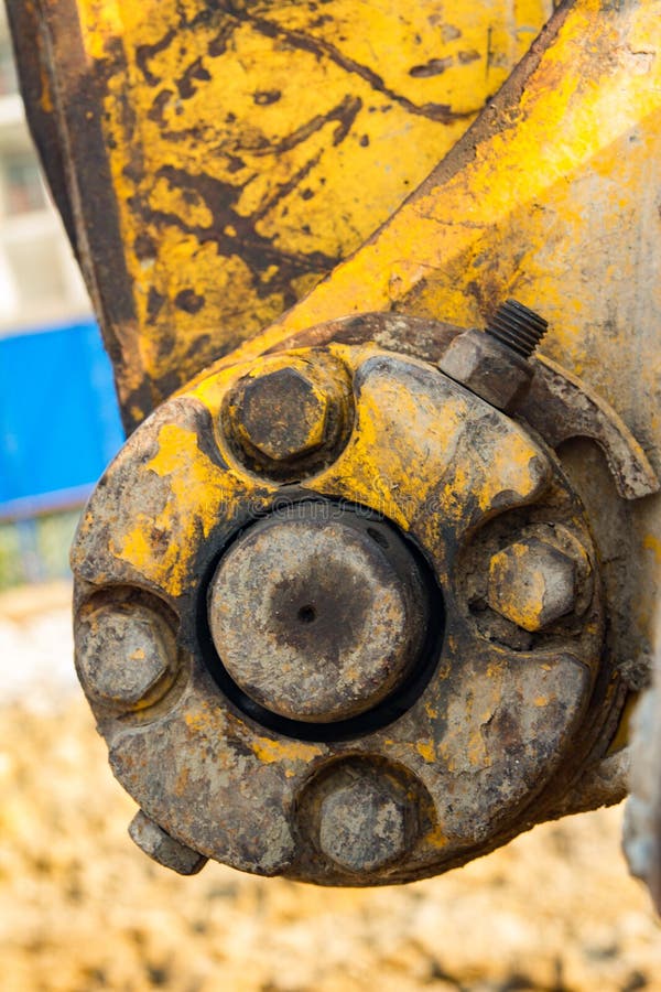 Yellow Backhoe Loader on Construction Site and Work Stock Photo - Image ...