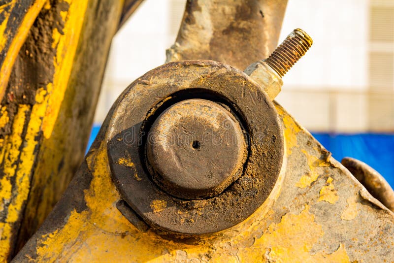 Yellow Backhoe Loader on Construction Site and Work Stock Photo - Image ...