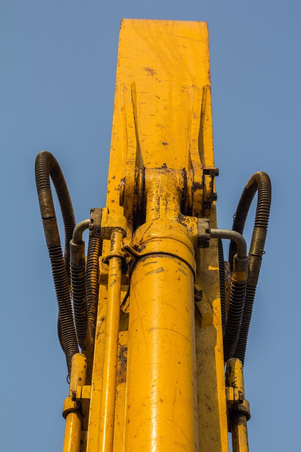 Yellow Backhoe Loader on Construction Site and Work Stock Photo - Image ...