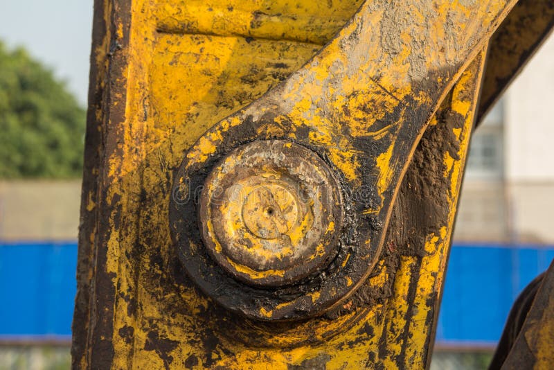 Yellow Backhoe Loader on Construction Site and Work Stock Photo - Image ...