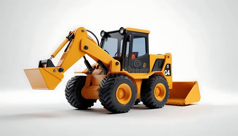Yellow Backhoe Loader Excavator 3d Render Stock Image - Image of ...
