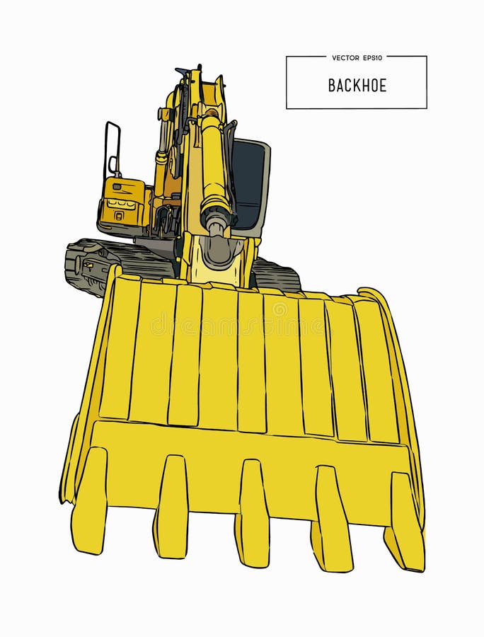 Yellow Backhoe Loader , Sketch Vector. Stock Vector - Illustration of ...