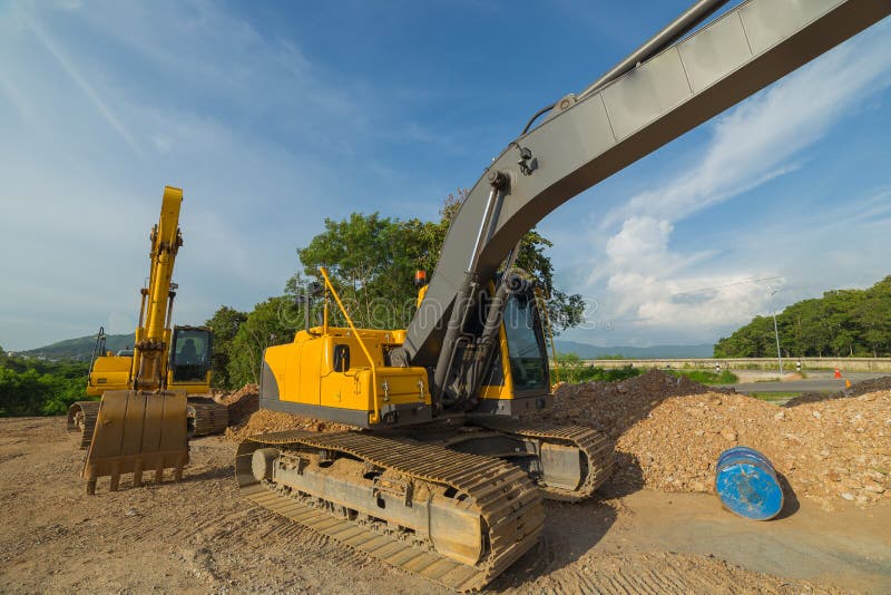 Yellow Backhoe photo stock image. Image of backhoe, machine - 57916397