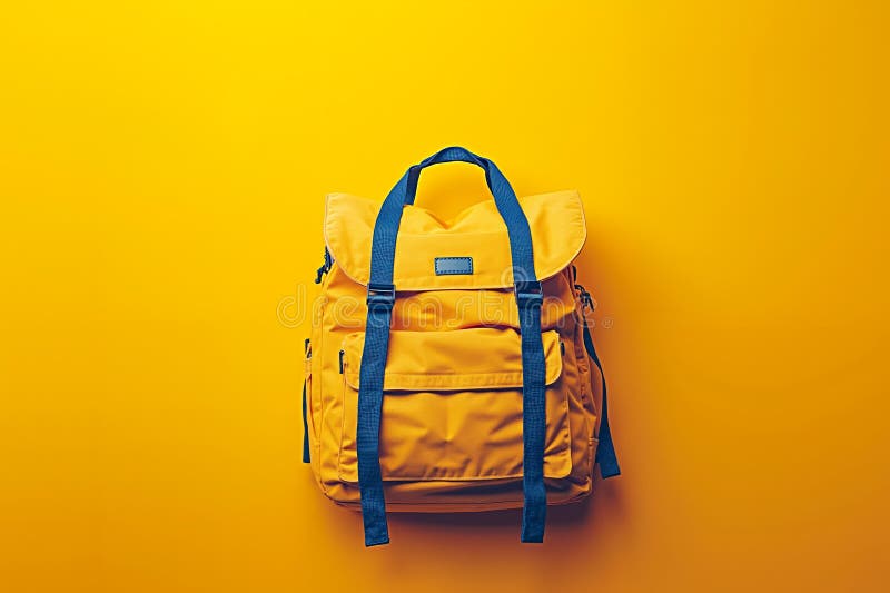 Yellow Canvas Backpack Leather Straps Buckles Stock Photos - Free ...