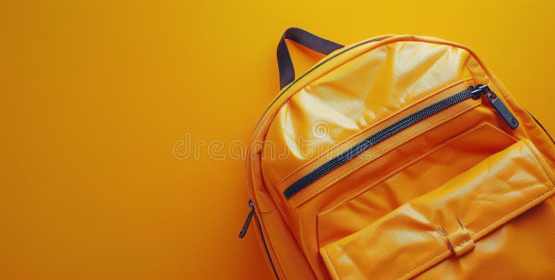 Yellow Backpack on Yellow Background Stock Image - Image of exploration ...