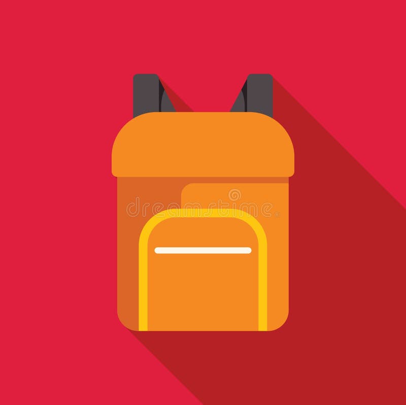 Yellow Backpack Casting Long Shadow on Red Background Stock ...