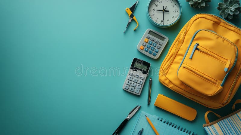 Yellow Backpack with School Supplies. Back To School Stock Illustration ...