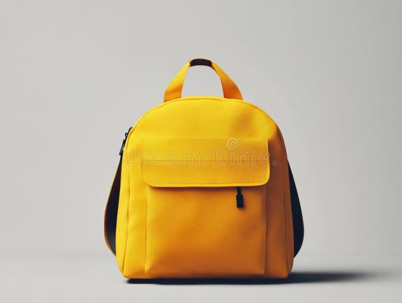 Yellow Backpack on Table stock image. Image of alternative - 379877025