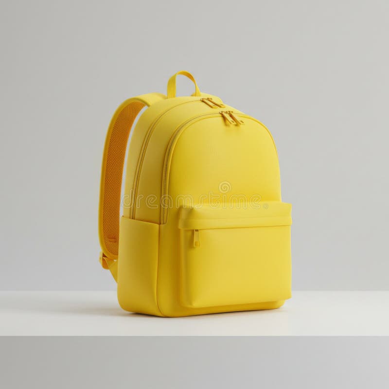 Yellow Backpack on White Background Stock Image - Image of minimal ...