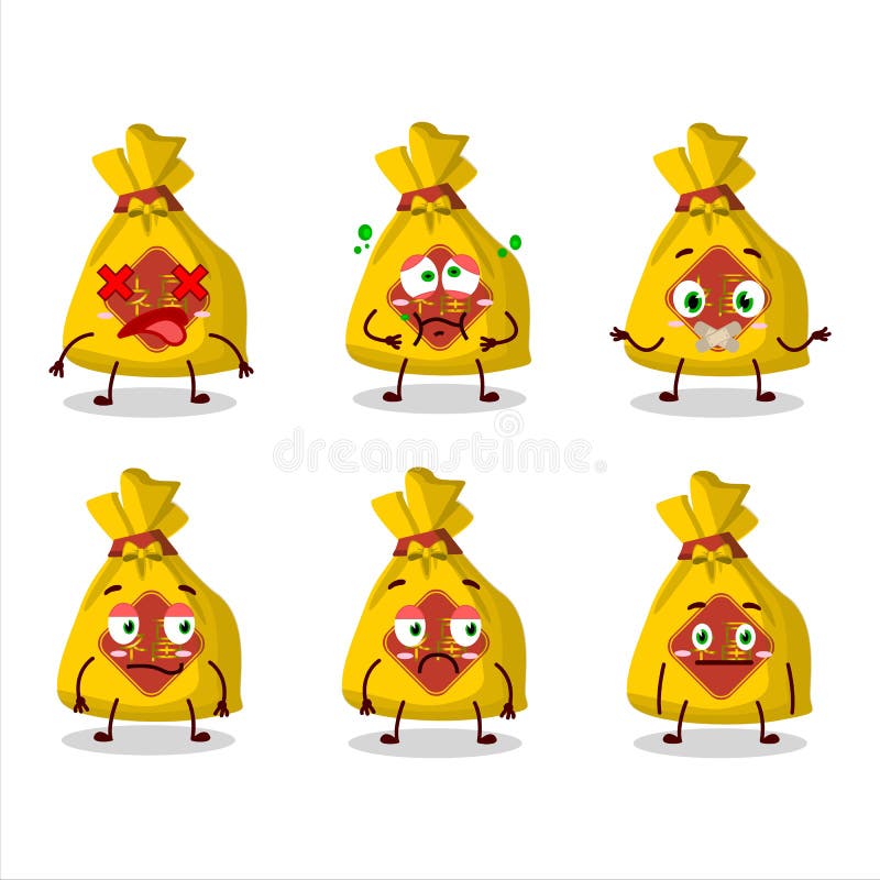 Yellow Bag Chinese Cartoon Character with Nope Expression Stock Vector ...