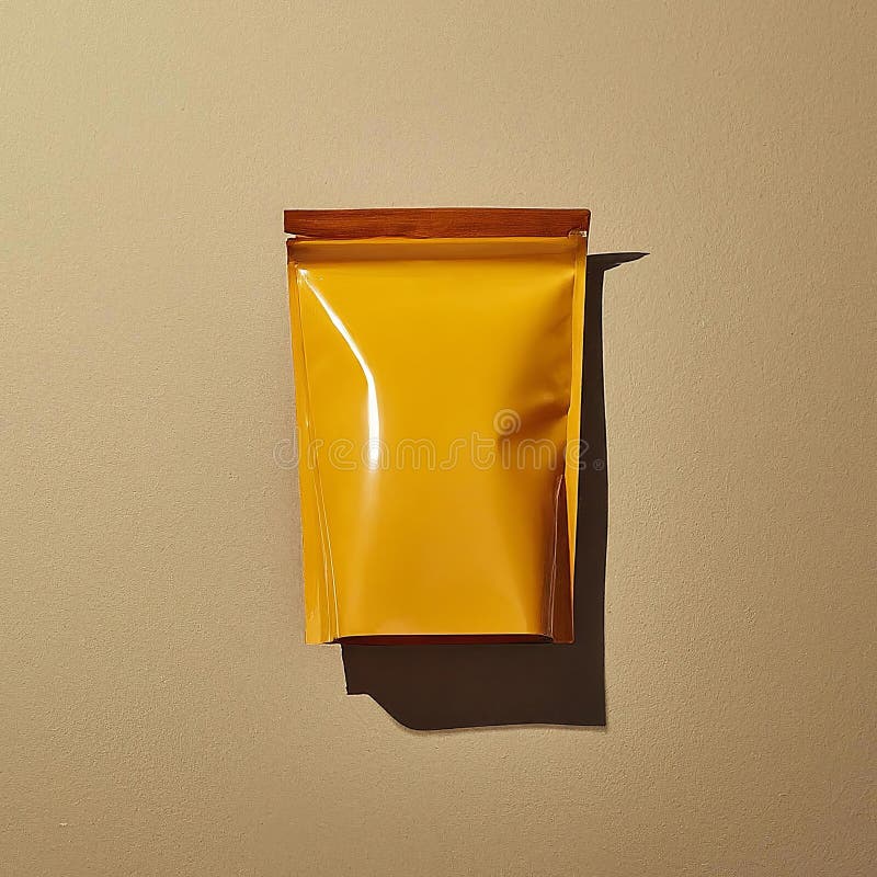 A Yellow Bag with a Yellow Handle Sits on a Tan Wall Stock Illustration ...