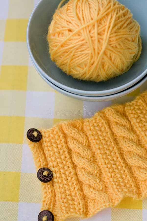 Yellow Ball of Yarn for Knitting Stock Image - Image of romantic ...