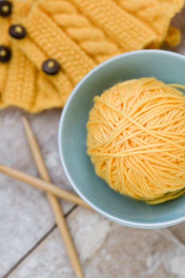 Yellow Ball of Yarn for Knitting and Pattern Stock Image - Image of ...