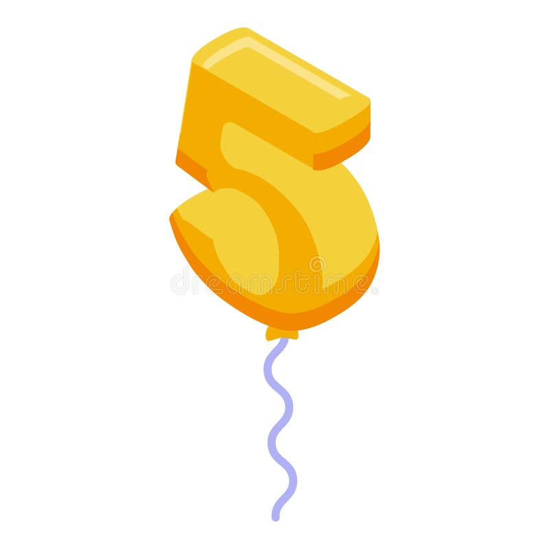 Yellow Balloon Floating with Number Five for Birthday Party Celebration ...
