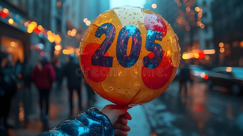 Yellow Balloon with Number 205 Photo Stock Photo - Image of city, blur ...