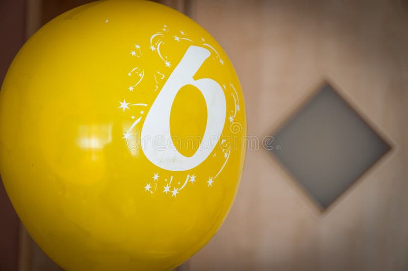 Yellow Balloon with Number Six for Birthday Party Stock Photo - Image ...