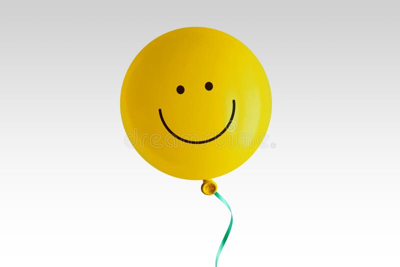 Yellow Balloon with Smile on White Background - Concept of Optimism and ...
