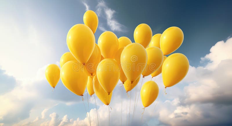 Yellow Balloons in the Sky. Stock Image - Image of flying, festival ...