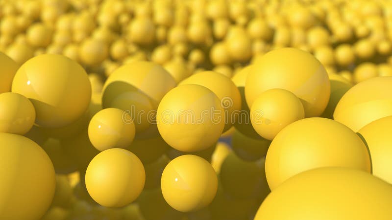 Yellow Balls Flying. Abstract Illustration, 3d Render, Close-up Stock ...