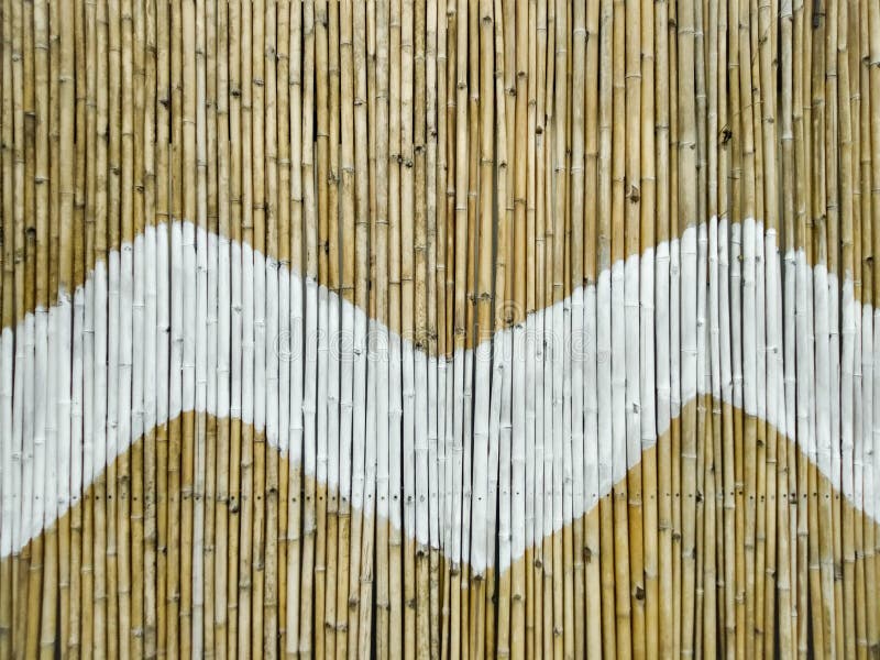 The Yellow Bamboo Wall Has a White Wave Pattern Stock Photo - Image of ...