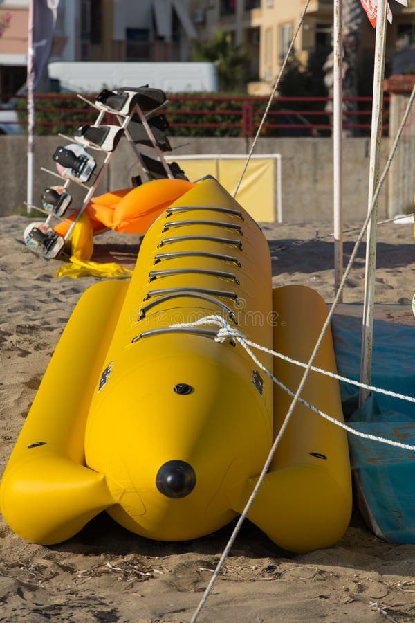 Yellow Banana boat stock photo. Image of banana, relax - 46361596
