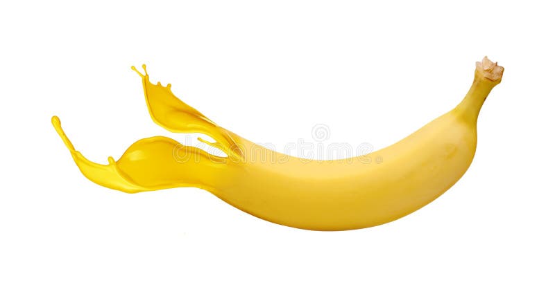 Yellow Banana with Paint Splash Stock Photo - Image of diet, launched ...