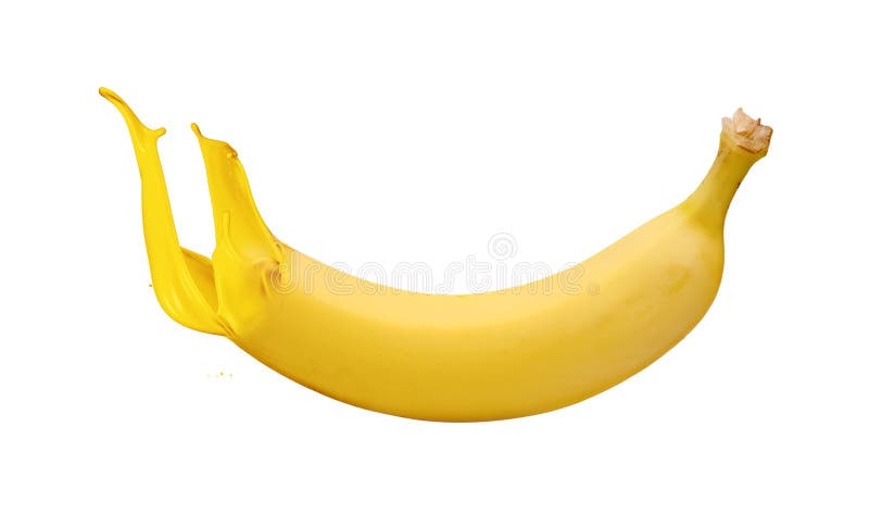 Yellow Banana with Paint Splash Stock Photo - Image of diet, launched ...