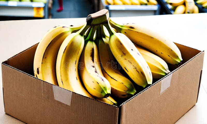 Yellow Bananas in a Cardboard Box Stock Image - Image of cardboard ...