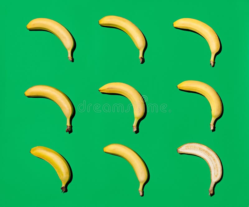 Yellow Bananas on Green Surface Stock Image - Image of organic, yellow ...
