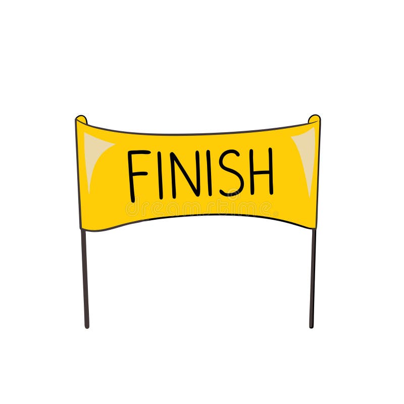 A Yellow Banner with the Word FINISH is Held Up Stock Image - Image of ...