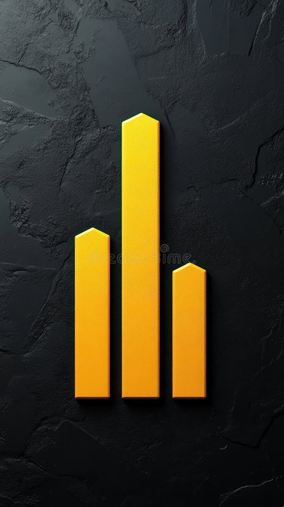 Yellow Bar Chart on Textured Black Surface Representing Growth Stock ...