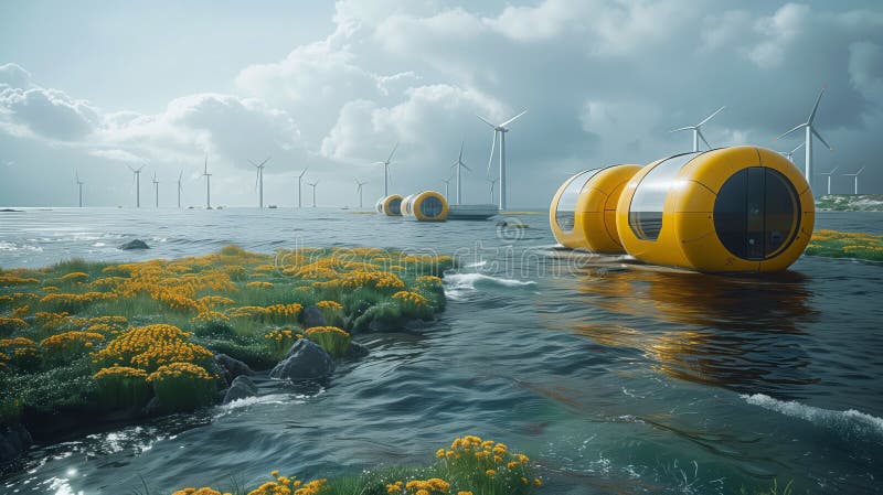 Yellow Barrels Floating on Water Stock Photo - Image of danger ...