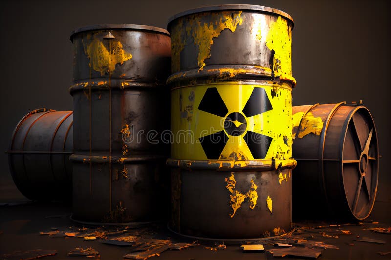Yellow Barrels with Toxic Radioactive Waste, Illustration Generative AI ...
