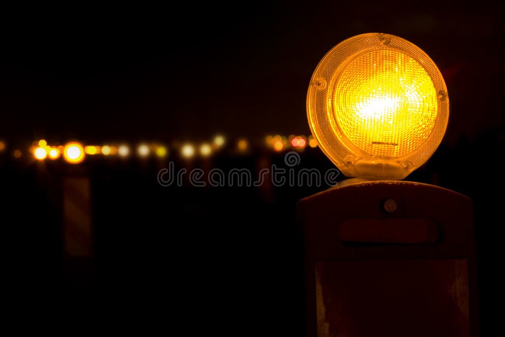 Yellow Barricade Lights stock photo. Image of automobile - 6395910