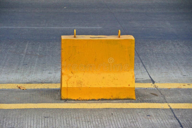 Yellow Safety Concrete Barrier Stock Photo - Image of highway, pattern ...