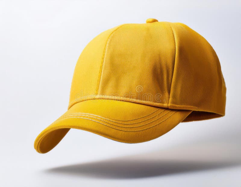 Yellow Baseball Cap Mockup Floating Air Isolated White Background Stock ...
