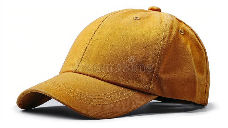 Yellow Baseball Cap Sits Against a White Background, Its Curved Brim ...