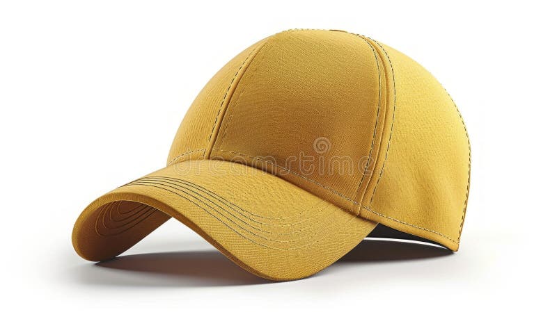 Yellow Baseball Cap Sits on a White Background, Ready To Be Worn on a ...