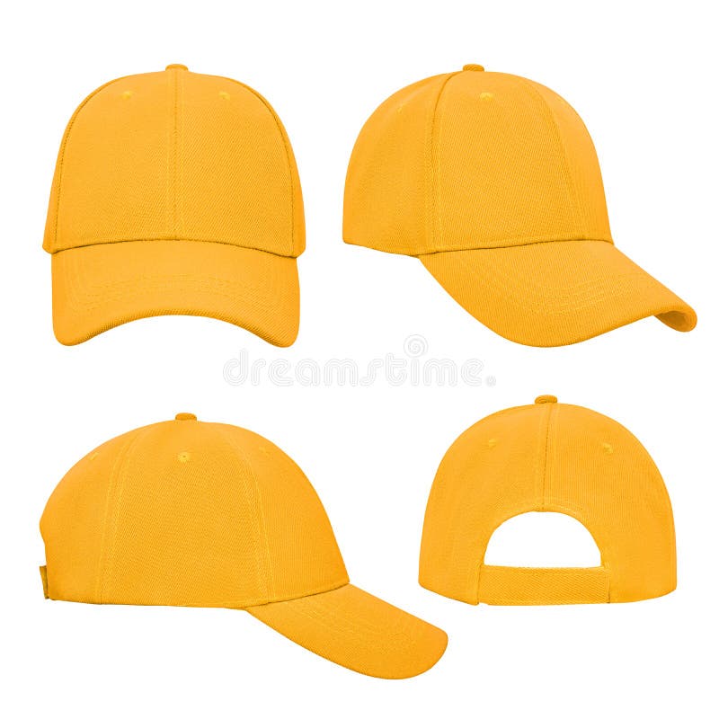 Yellow Baseball Cap 4 View Isolated Stock Photo - Image of empty, side ...