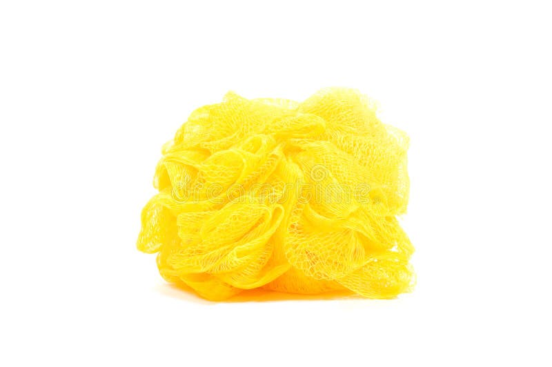 Yellow Bath Sponge or Loufah Stock Photo - Image of wash, ball: 10477348
