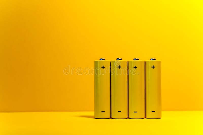 Yellow Batteries stock illustration. Illustration of four - 21330443