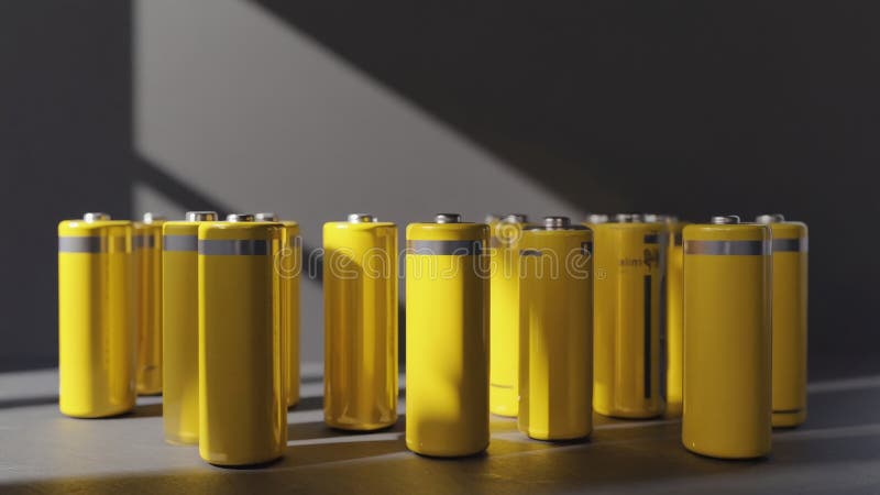 Yellow Battery Pack Collection with Multiple Types Stock Photo - Image ...