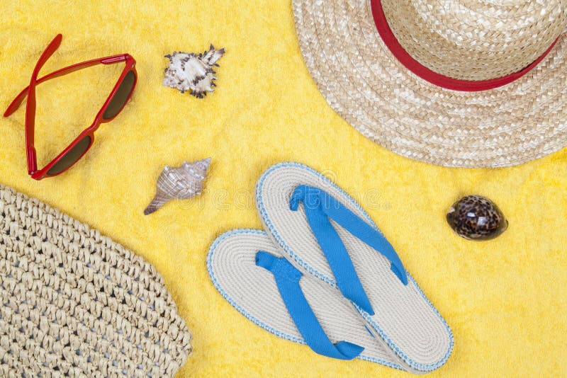 Yellow beach towel stock image. Image of flip, beach - 77469781