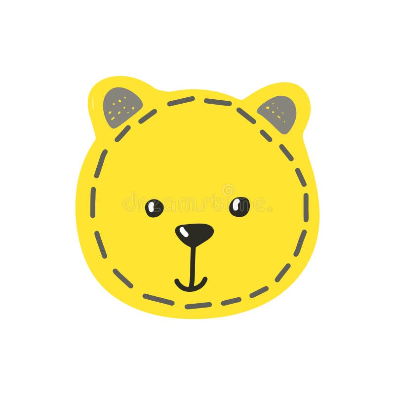 Yellow Bear Head Cute Kids Hand Drawn Vector Illustration Stock Vector ...