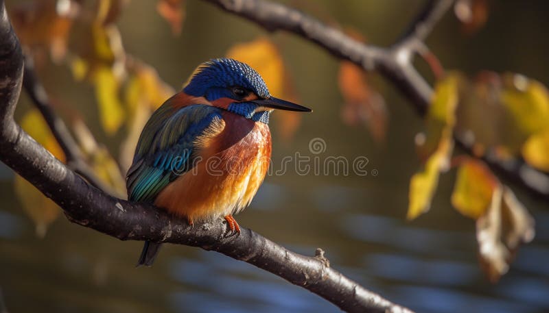 Yellow Bee Eater Perching on Branch, Vibrant Colors Generated by AI ...