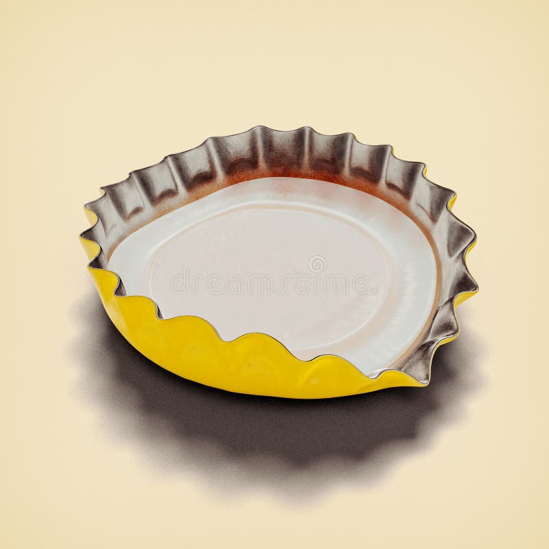 Yellow Beer Cap Upside-down Stock Illustration - Illustration of metal ...