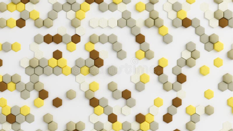 Yellow Beige Abstract Background with Hexagons. 3d Illustration, 3d ...