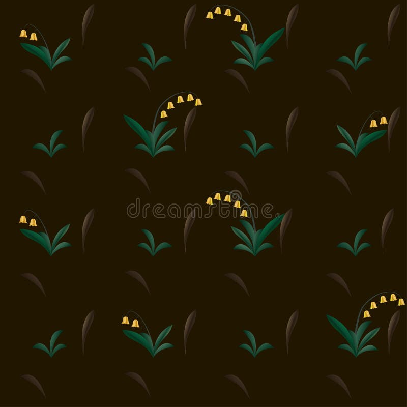 Yellow Bell Flowers on Brown Abstract Vector Wallpaper Pattern Stock ...