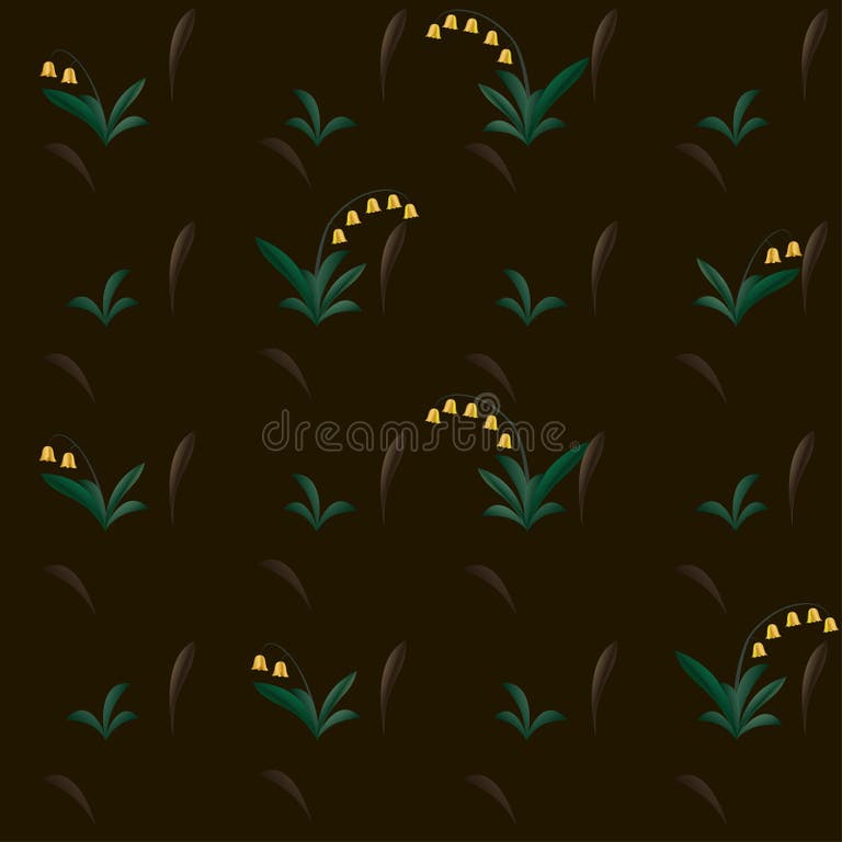 Yellow Bell Flowers on Brown Abstract Vector Wallpaper Pattern Stock ...