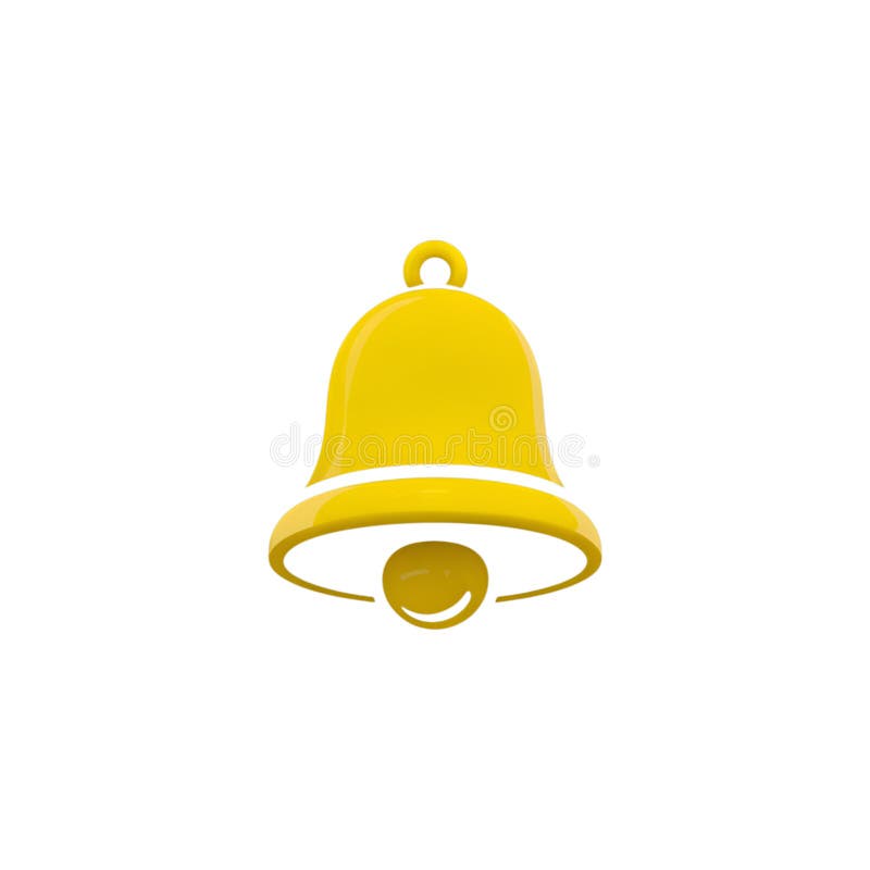 Yellow Notification Bell Icon with Shadow on a Simple Isolated ...